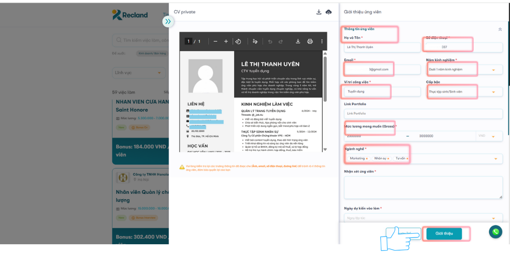 Làm CTV tuyển dụng tại Recland – Hướng dẫn gửi CV và nhận thưởng từ A đến Z